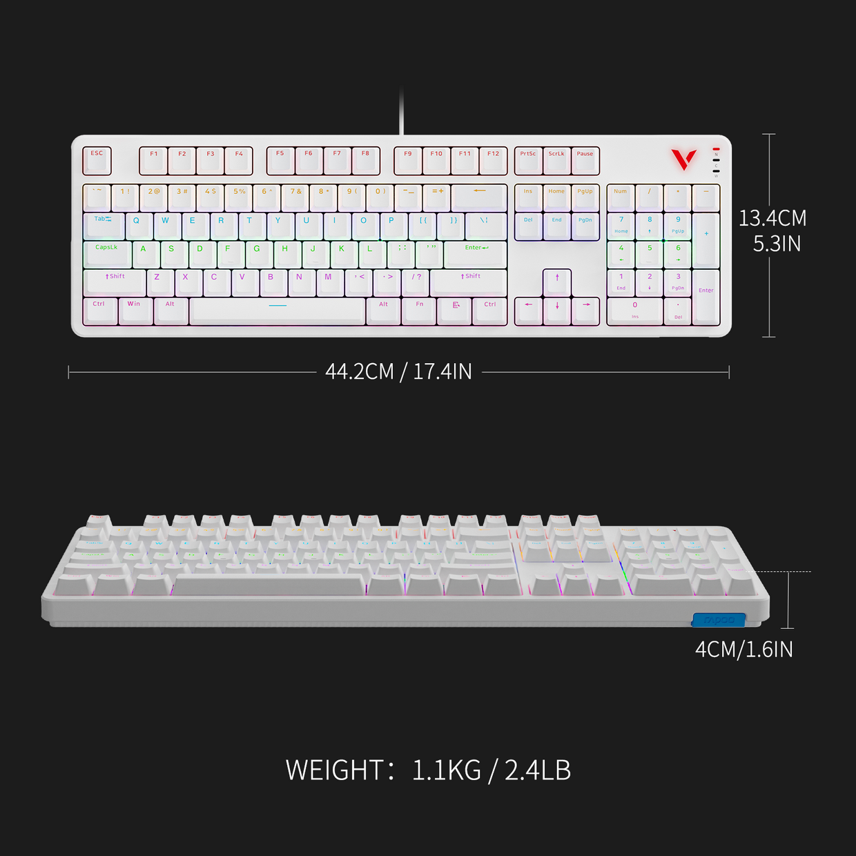 V500 Pro Wired Mechanical Keyboard in Full-Size, 1800 Compact & TKL – RAPOO