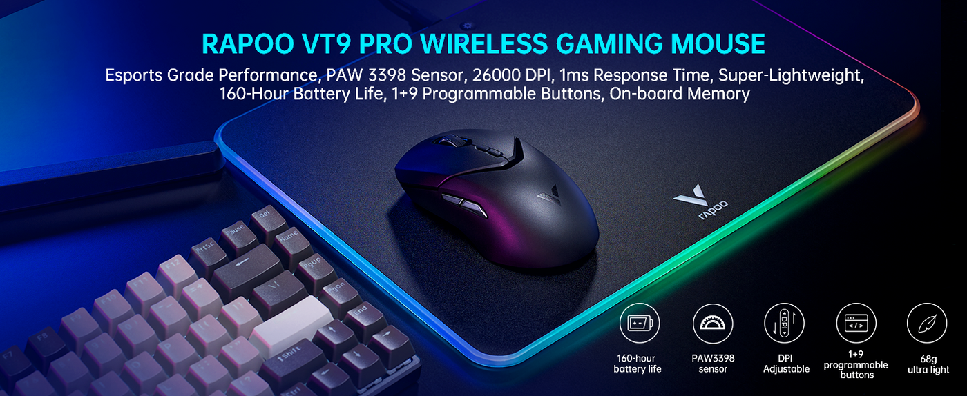 VT9Pro 4K Wireless Gaming Mouse with PAW3398 Sensor – RAPOO